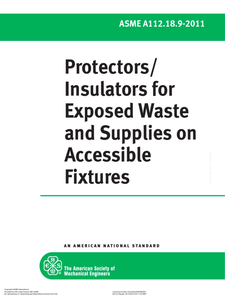 Asme A112.18.9-2011 | PDF | Pipe (Fluid Conveyance) | Patent