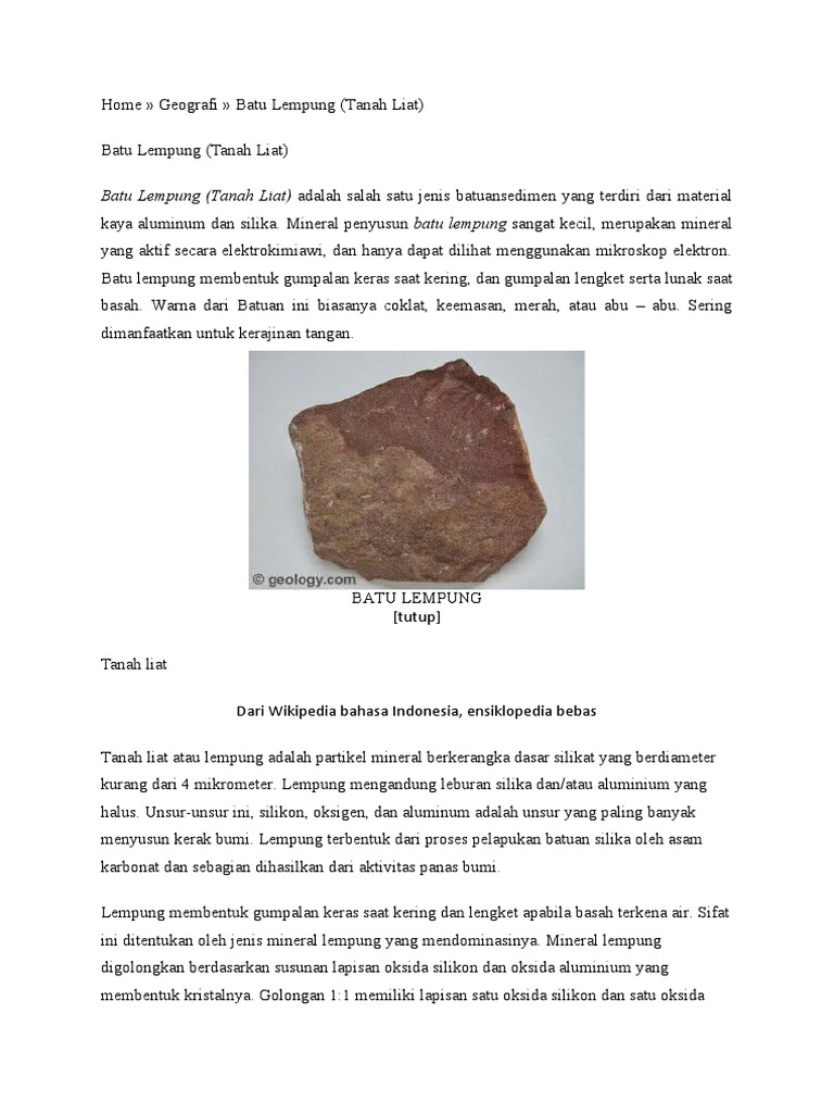 Batu Lempung Tanah | PDF