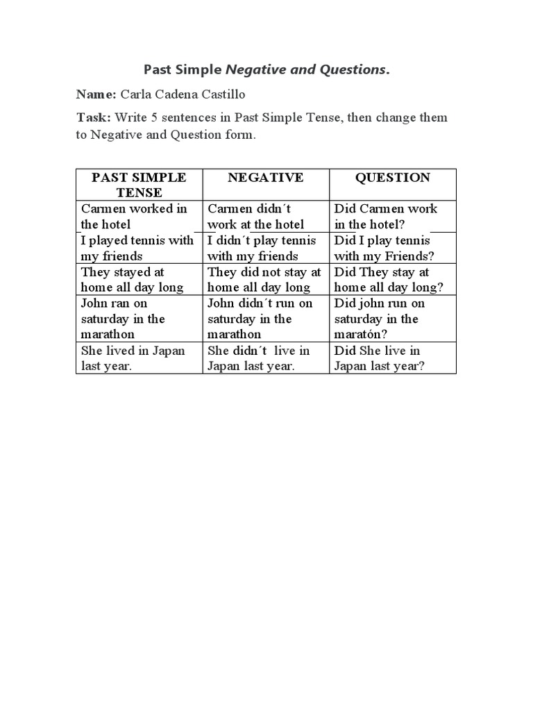 To Negative and Question Form | PDF