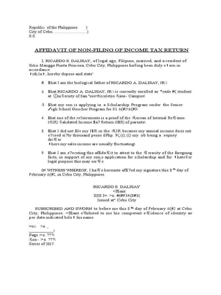 Affidavit of Non-Filing Tax Return | PDF | Career & Growth | Law