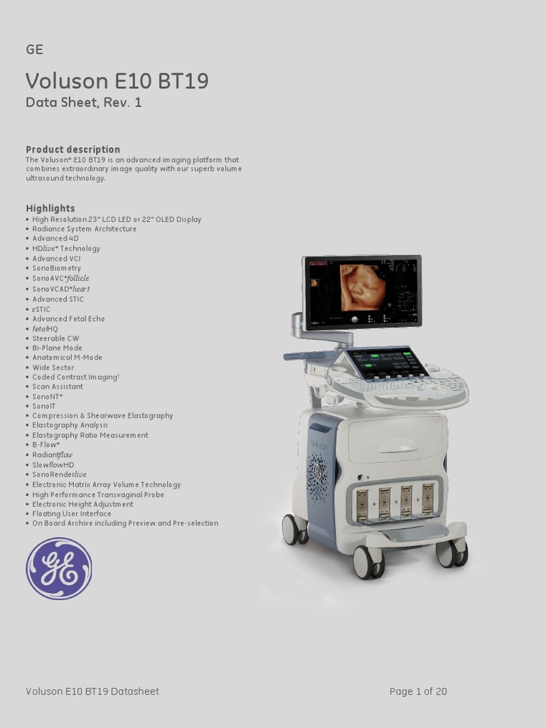 Voluson E10 BT19 - Datasheet - DOC2154320 - Rev1 | PDF | Medical ...