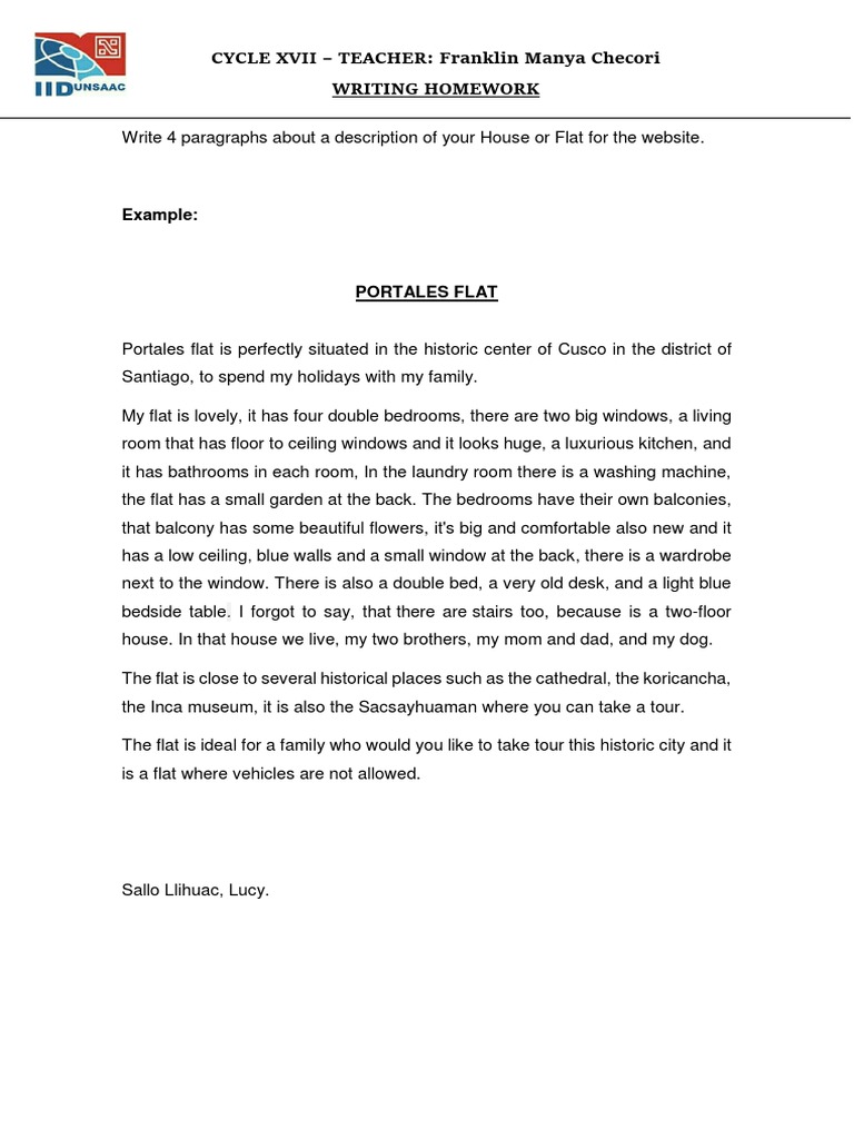 Write 4 Paragraphs Describing Your House or Flat | PDF