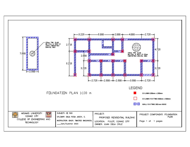 Legend: COLUMN 250mm X 250mm | PDF