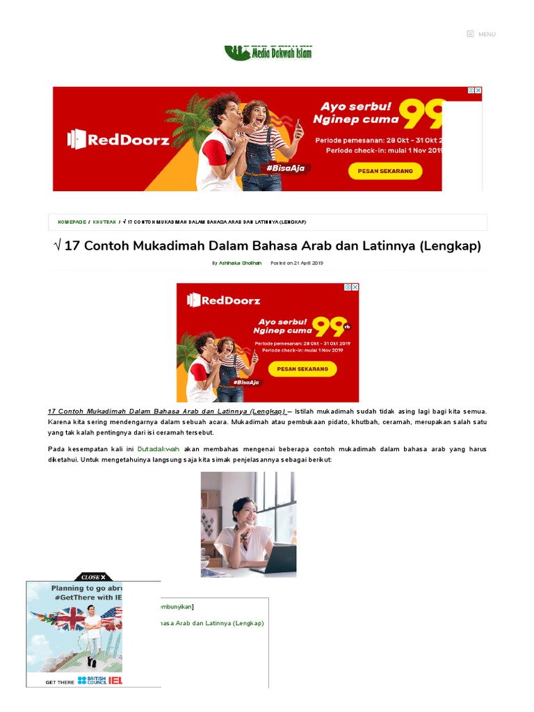 17 Contoh Mukadimah Dalam Bahasa Arab Dan Latinnya (Lengkap) | PDF
