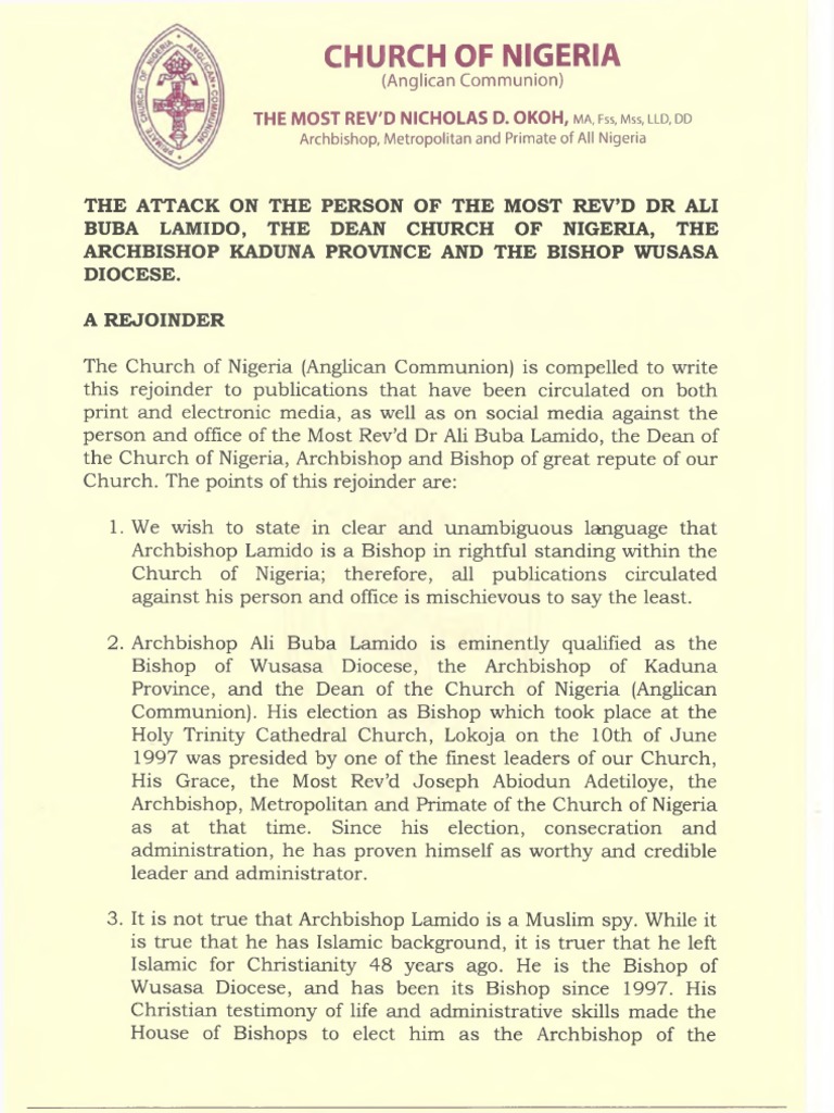 The Attack On The Person of The Most Rev'd DR Ali Buba | Download Free ...