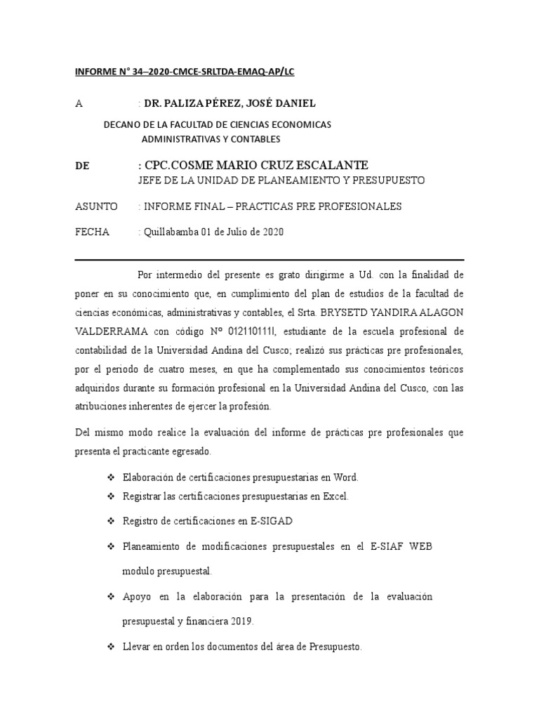 Informe de Jefe Inmediato | PDF