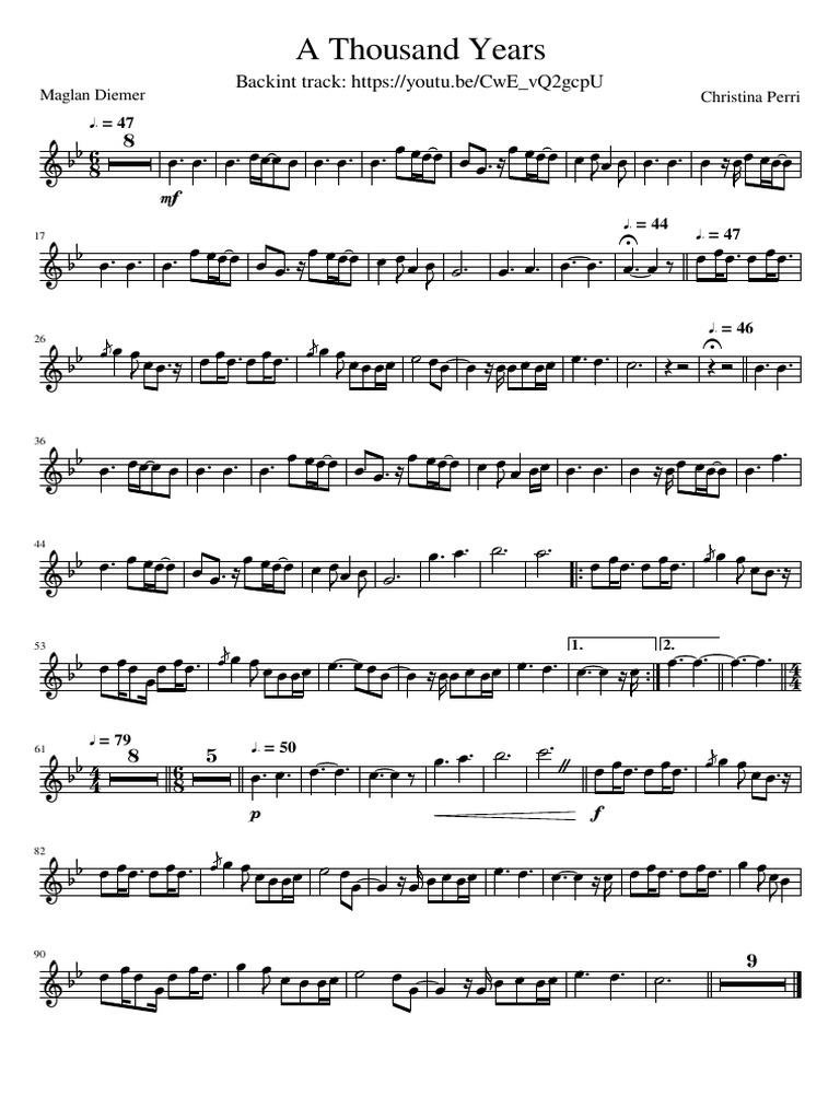 A Thousand Years Flute Sheet Music | PDF | Songs Written | American Pop ...