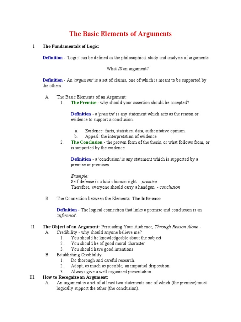 The Basic Elements of Arguments | PDF | Logical Consequence | Argument
