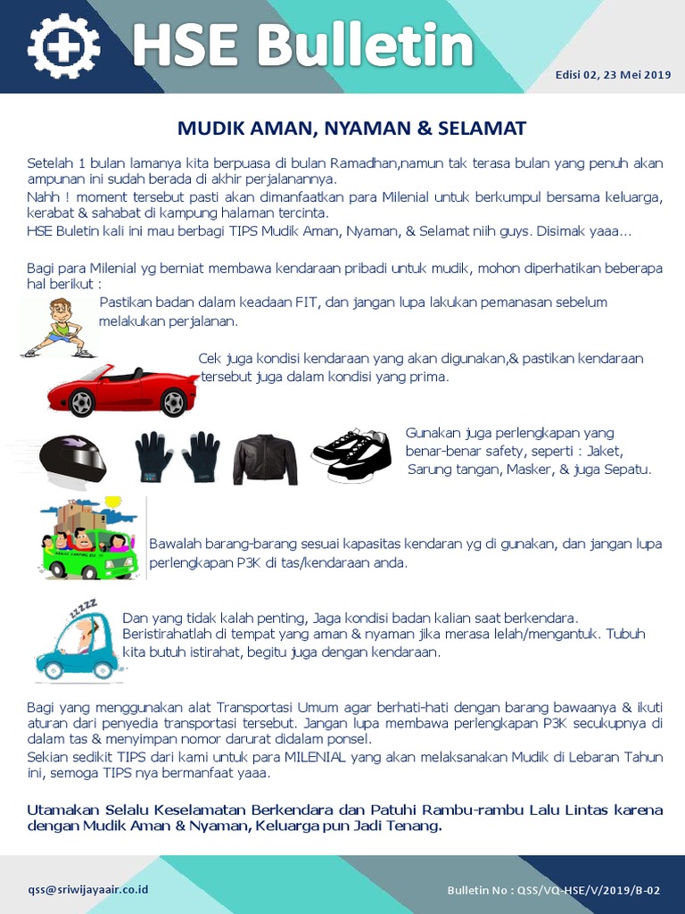 02.QSS-VQ-2019-B02 HSE Bulletin Mudik Aman, Nyaman & Selamat | PDF