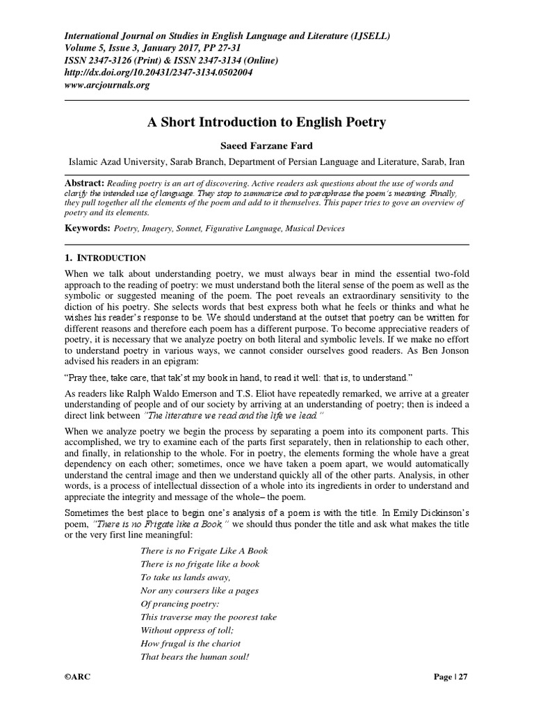 Short Introduction To Poetry | PDF | Metre (Poetry) | Sonnets