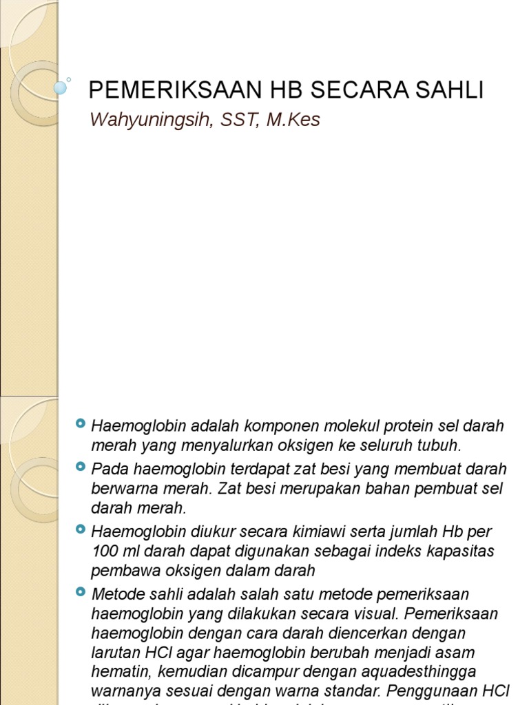 Pemeriksaan HB Secara Sahli | PDF | Sains & Matematika