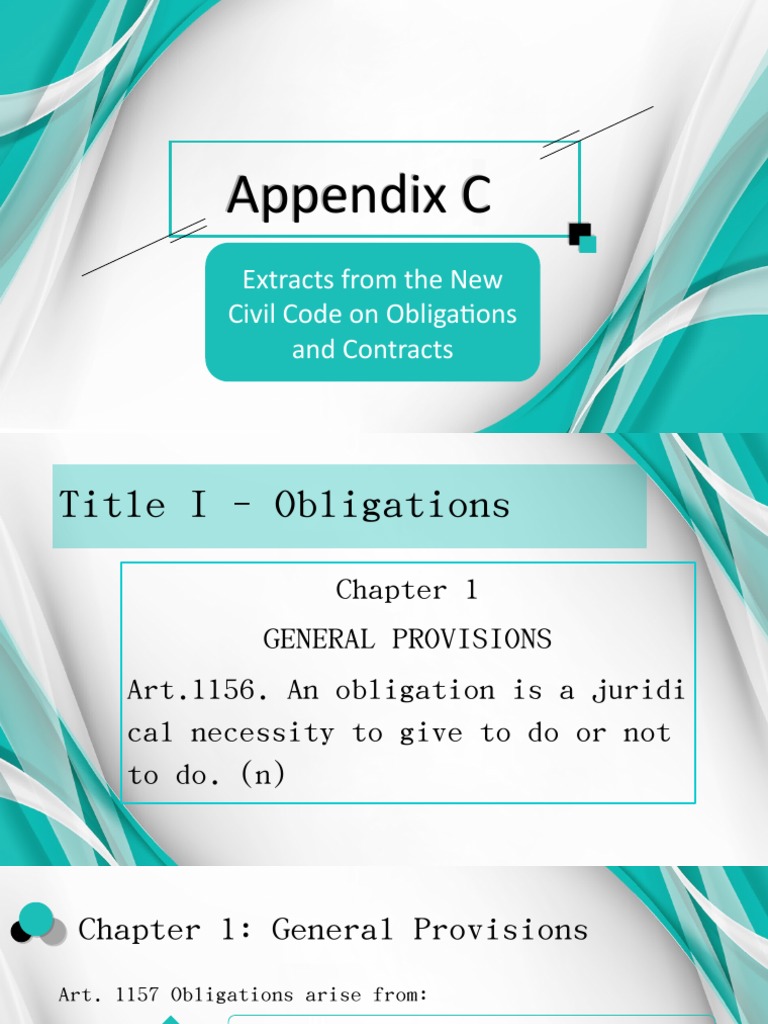 Appendix C Appendix C: Extracts From The New Civil Code On Obligations ...