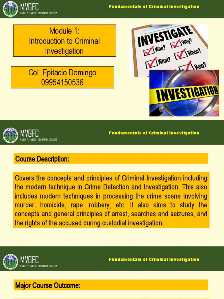 M1 - Fundamentals of Criminal Investigation | PDF | Confession (Law ...