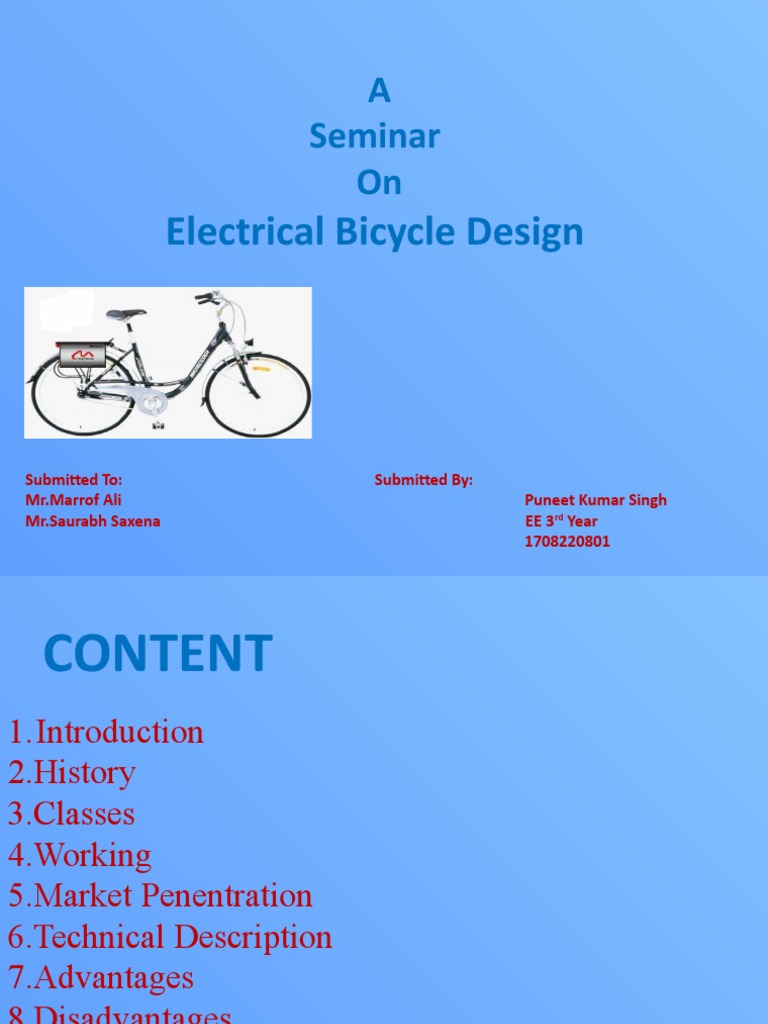 Electrical Bicycle | PDF | Rechargeable Battery | Vehicles