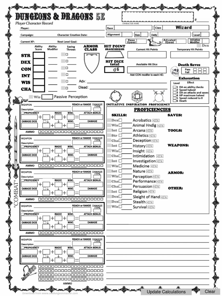 Character Sheet Wizard