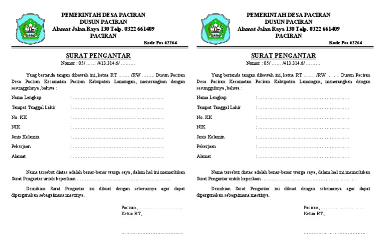 Surat Pengantar RT | PDF