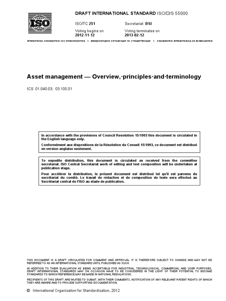 Asset Management - Overview, Principles and Terminology: Draft ...