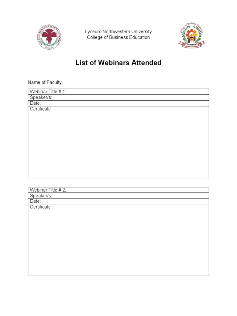 List of Webinars Attended: Lyceum Northwestern University College of ...