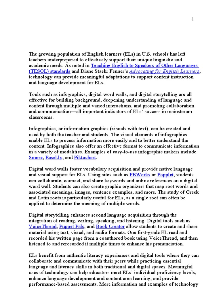 Teaching English To Speakers of Other Languages (TESOL) Standards | PDF ...