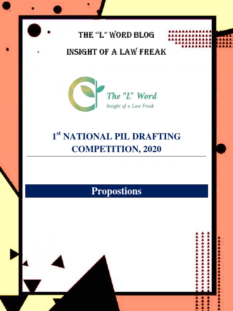 1 National Pil Drafting Competition, 2020: Propostions | PDF | Virtue ...