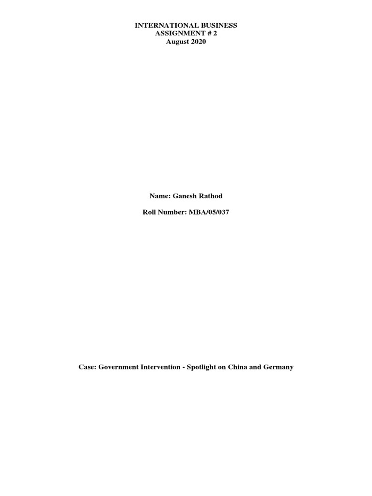 International Business Assignment # 2 August 2020 | PDF | Market ...