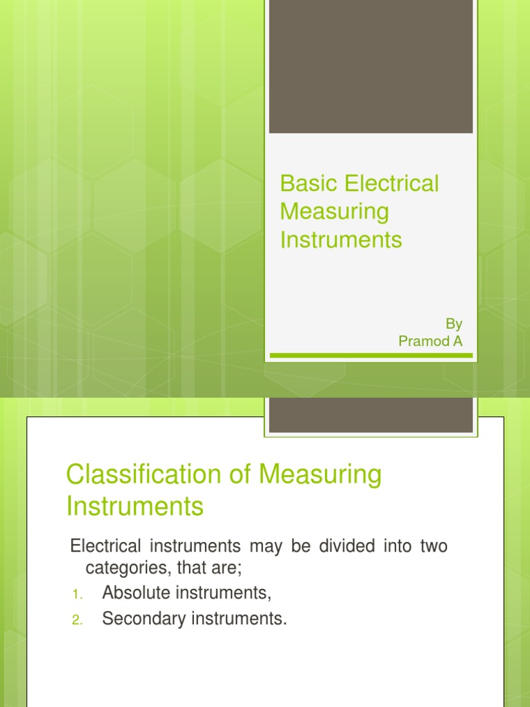 Basic Electrical Measuring Instruments: by Pramod A | PDF | Electricity ...