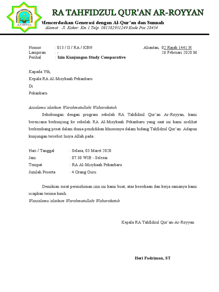 Surat Permohonan Studi Banding | PDF