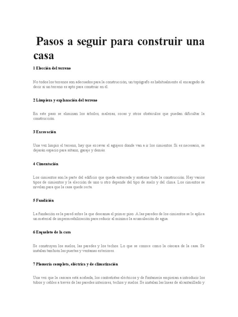 Pasos A Seguir para Construir Una Casa | PDF