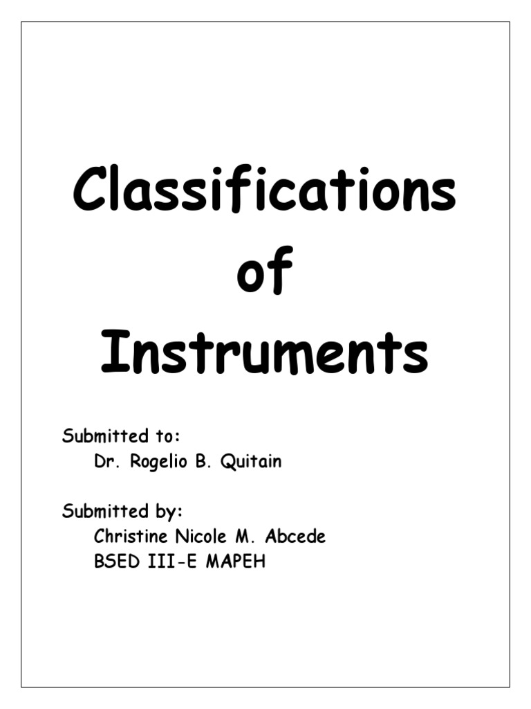 Classifications of Instruments | PDF