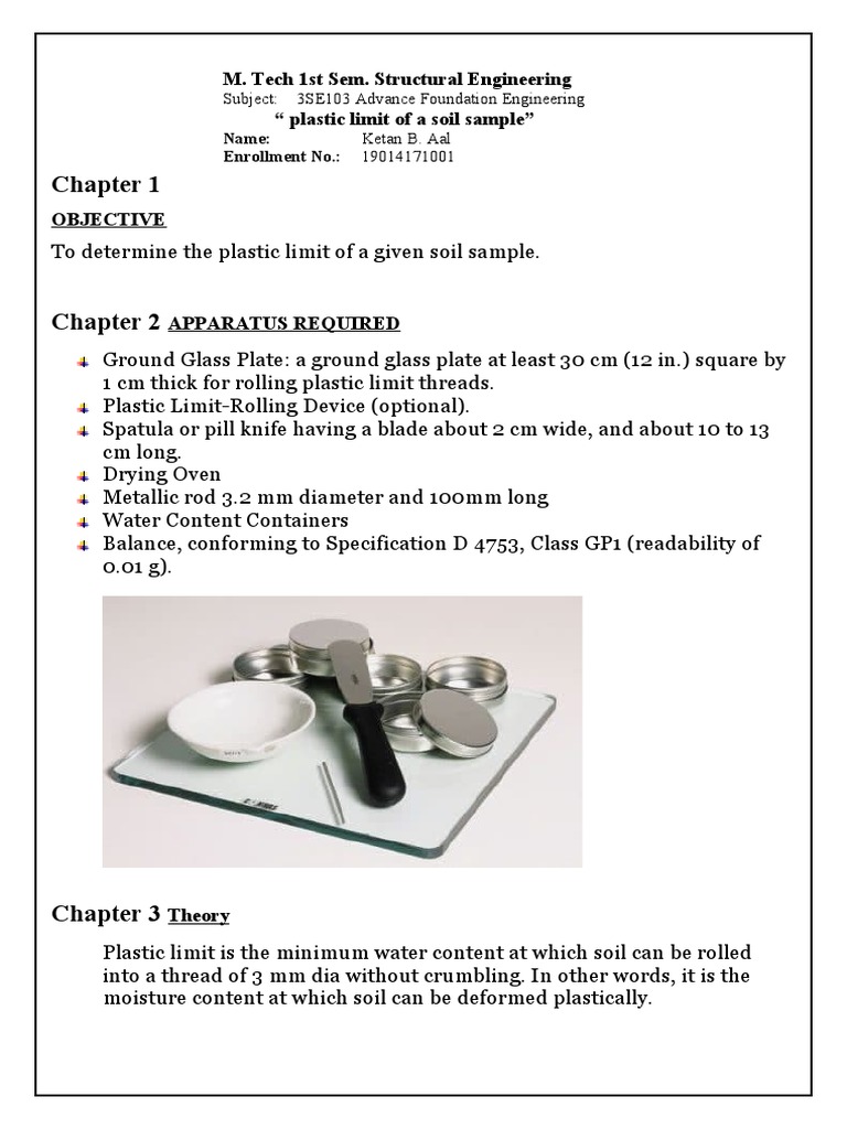 Plastic Limit of A Soil Sample | PDF | Soil | Civil Engineering
