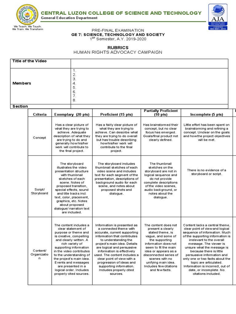 Rubrics For Human Advocacy Campaign | PDF | Information | Communication