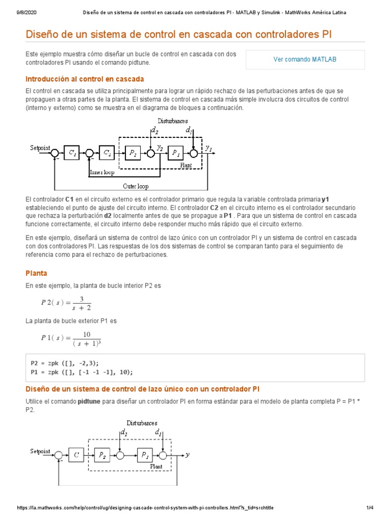 Control en Cascada con Controladores PI | PDF | Sistema de control ...