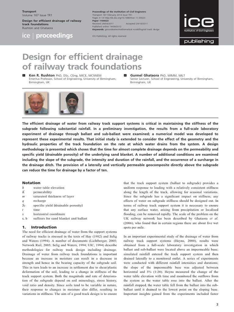 Design For Efficient Drainage of Railway Track Foundations | PDF ...
