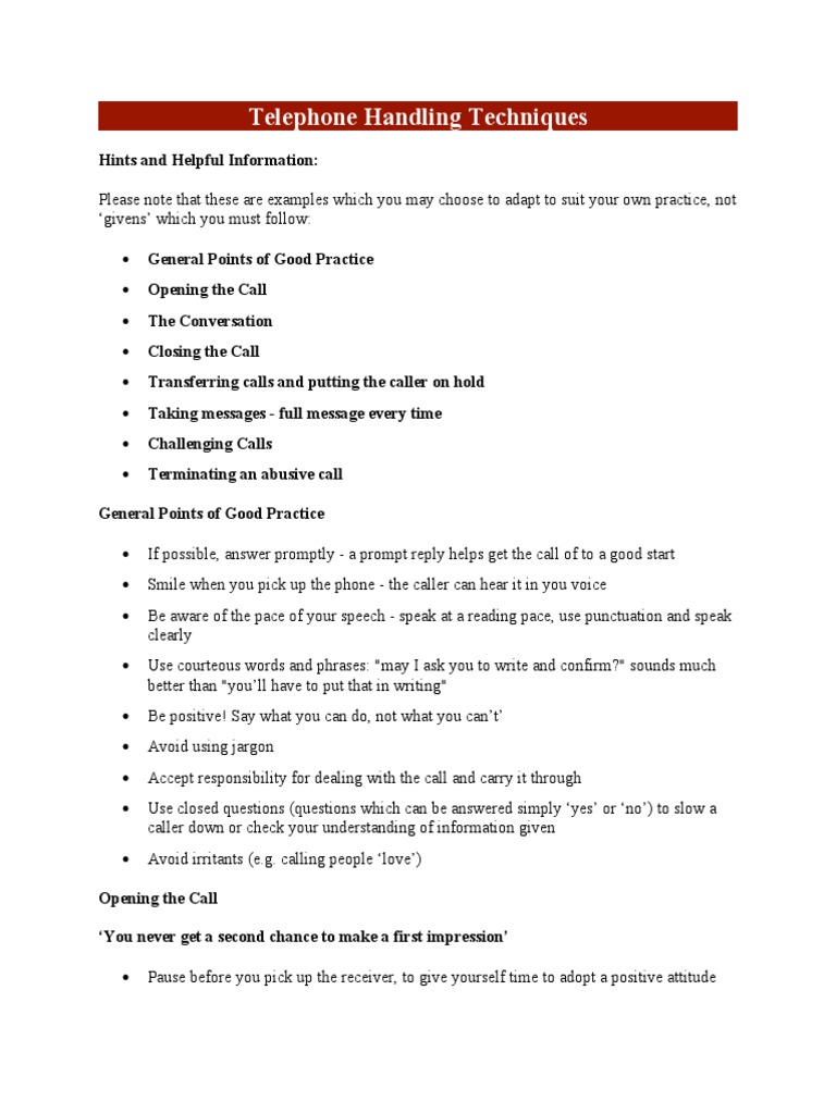 Effective Telephone Handling Techniques | PDF | Telephone | Voicemail