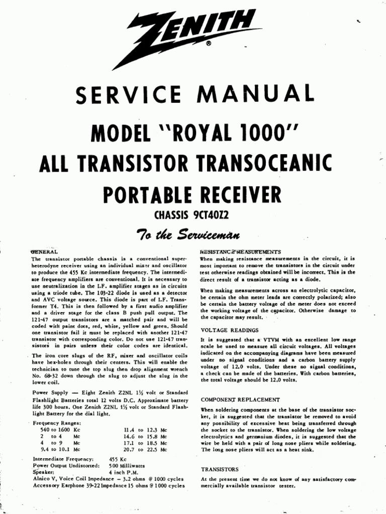 Zenith 1000 Service PDF | PDF