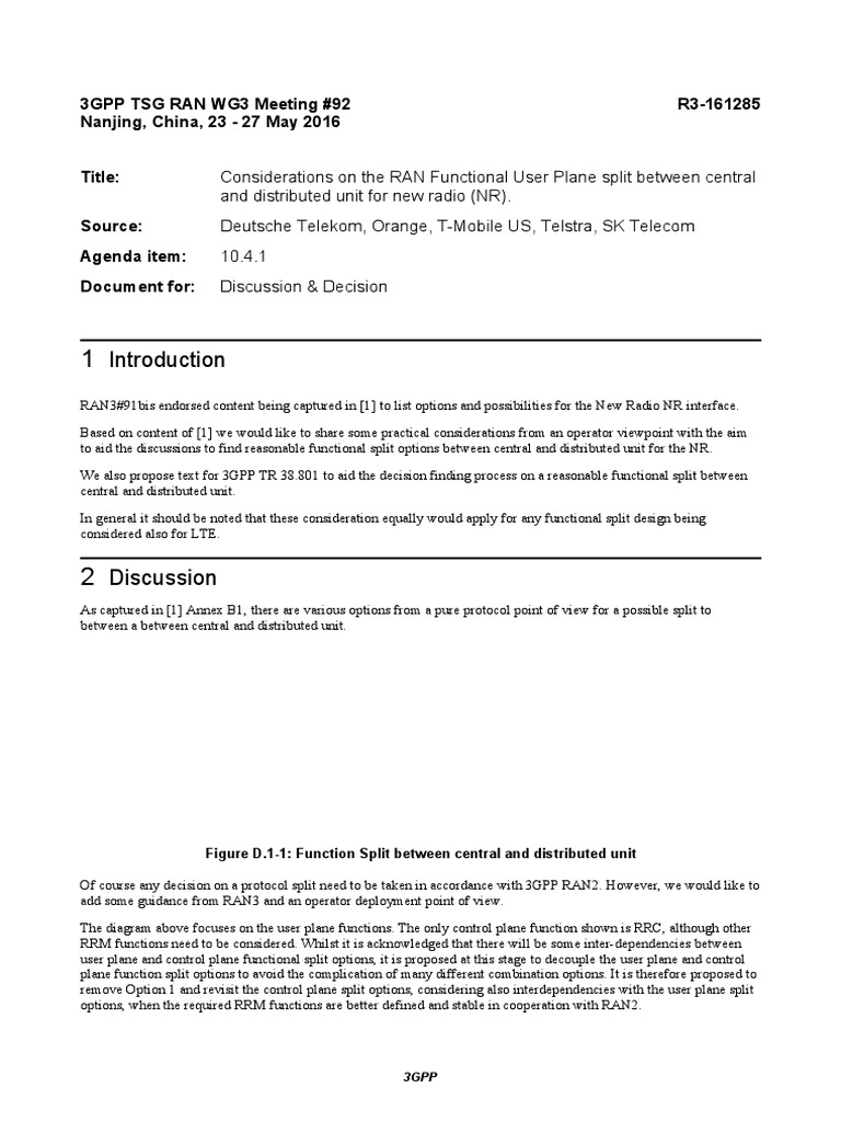 5G RAN Split of Functions Between | PDF | Wireless | Information And ...