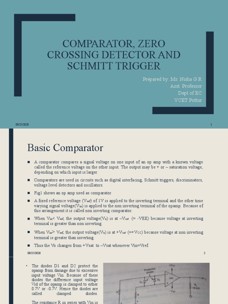 Comparator, Zero Crossing Detector and Schmitt Trigger | PDF | Operational Amplifier ...