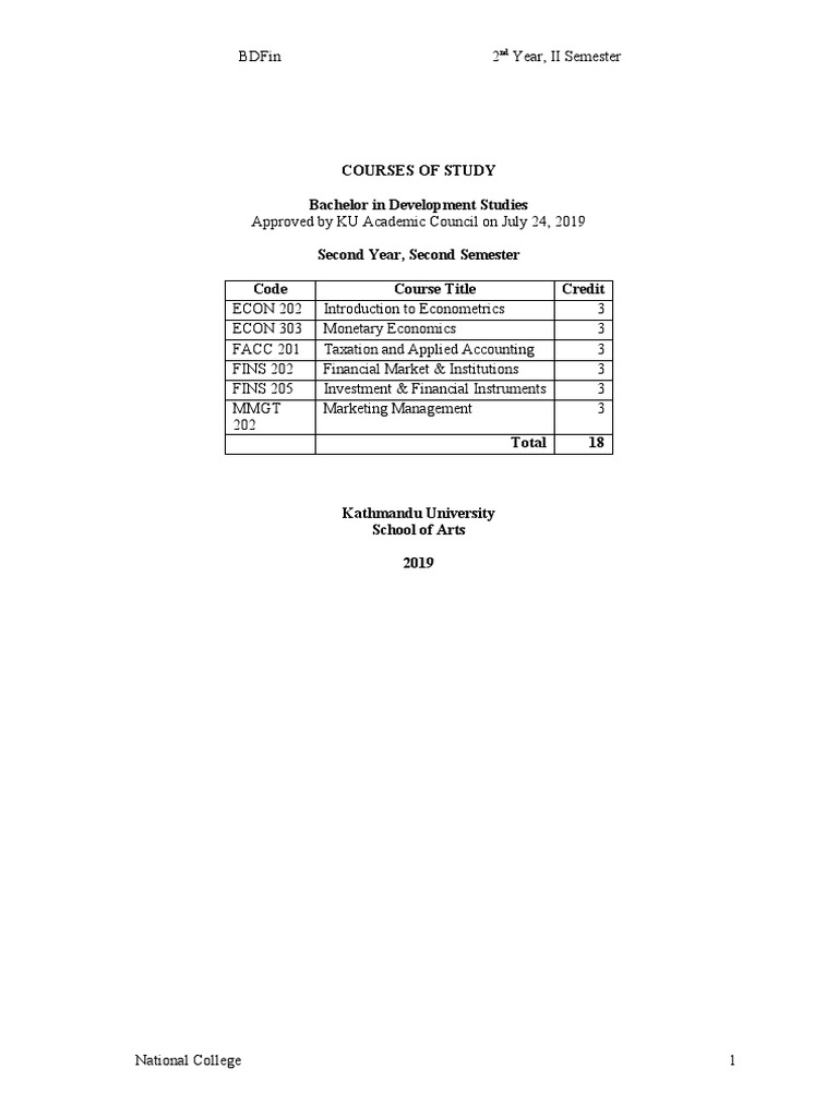 Courses of Study Bachelor in Development Studies | PDF | Monetary ...