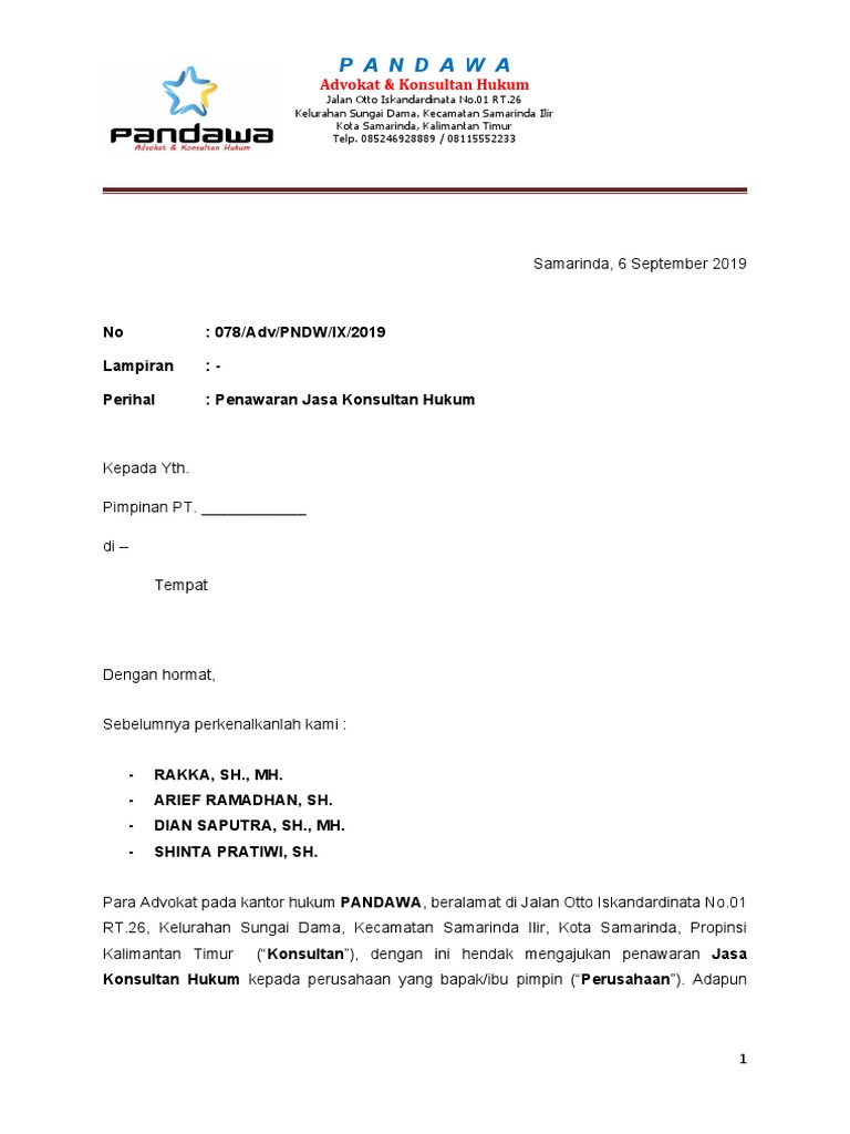 Proposal Jasa Konsultan Hukum | PDF