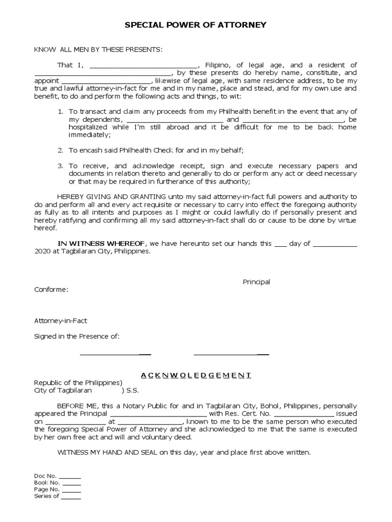 Special Power of Attorney: IN WITNESS WHEREOF, We Have Hereunto Set Our ...