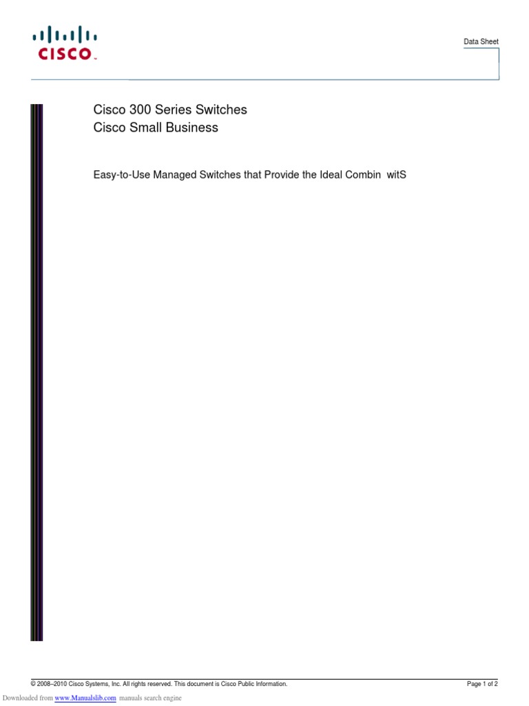 Cisco 300 Series Switches Cisco Small Business: Easy-To-Use Managed ...