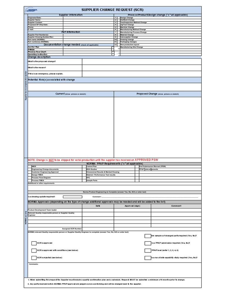 Supplier Change Request (SCR) : Approved PSW | PDF | Economic Sectors ...