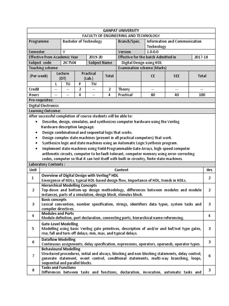 Digital Design Using HDL PDF | PDF | Hardware Description Language ...