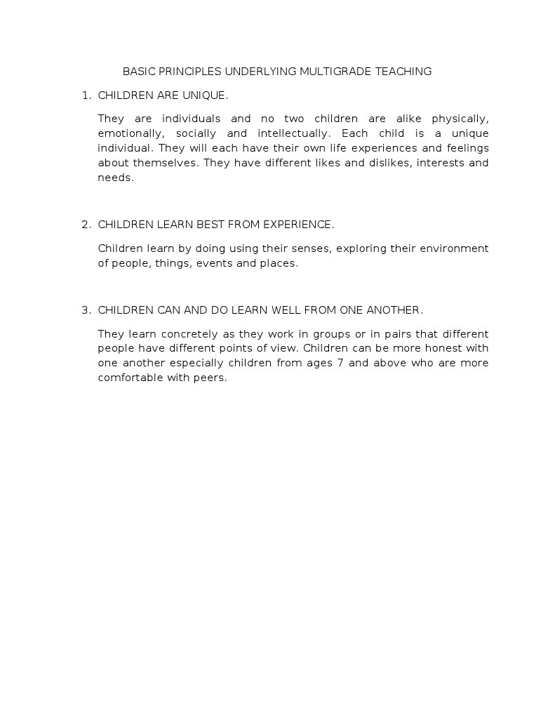Basic Principles Underlying Multigrade Teaching | PDF