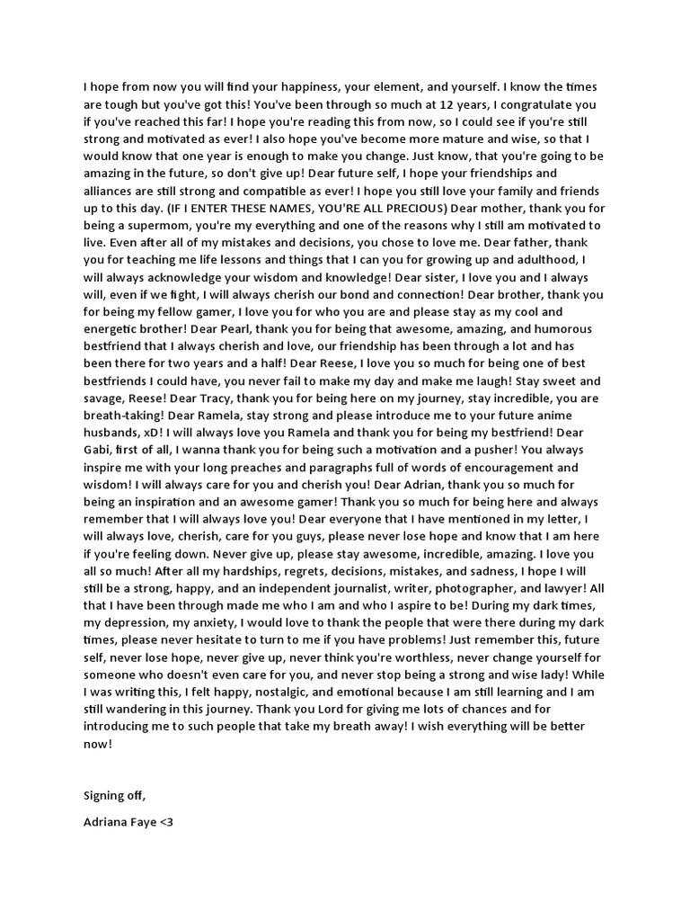 Future Self Letter | PDF