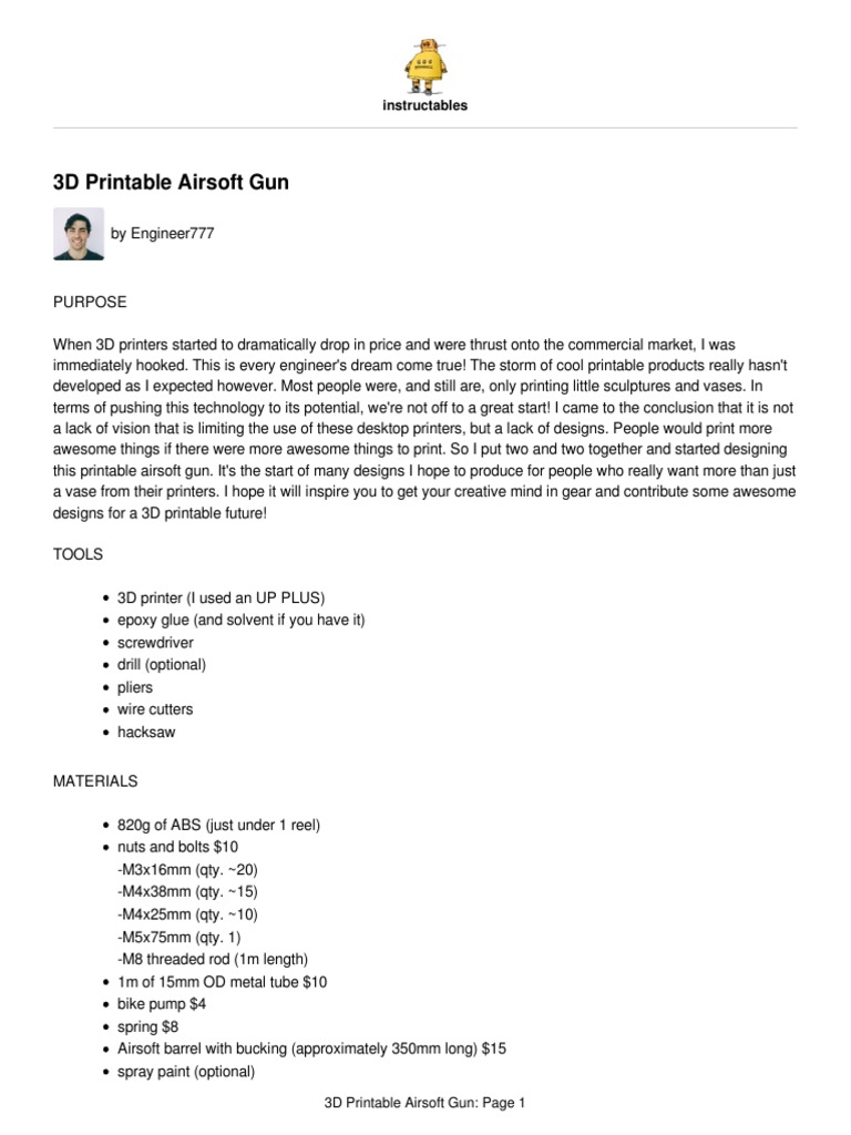 3D Printable Airsoft Gun PDF | PDF | 3 D Printing | Firearms