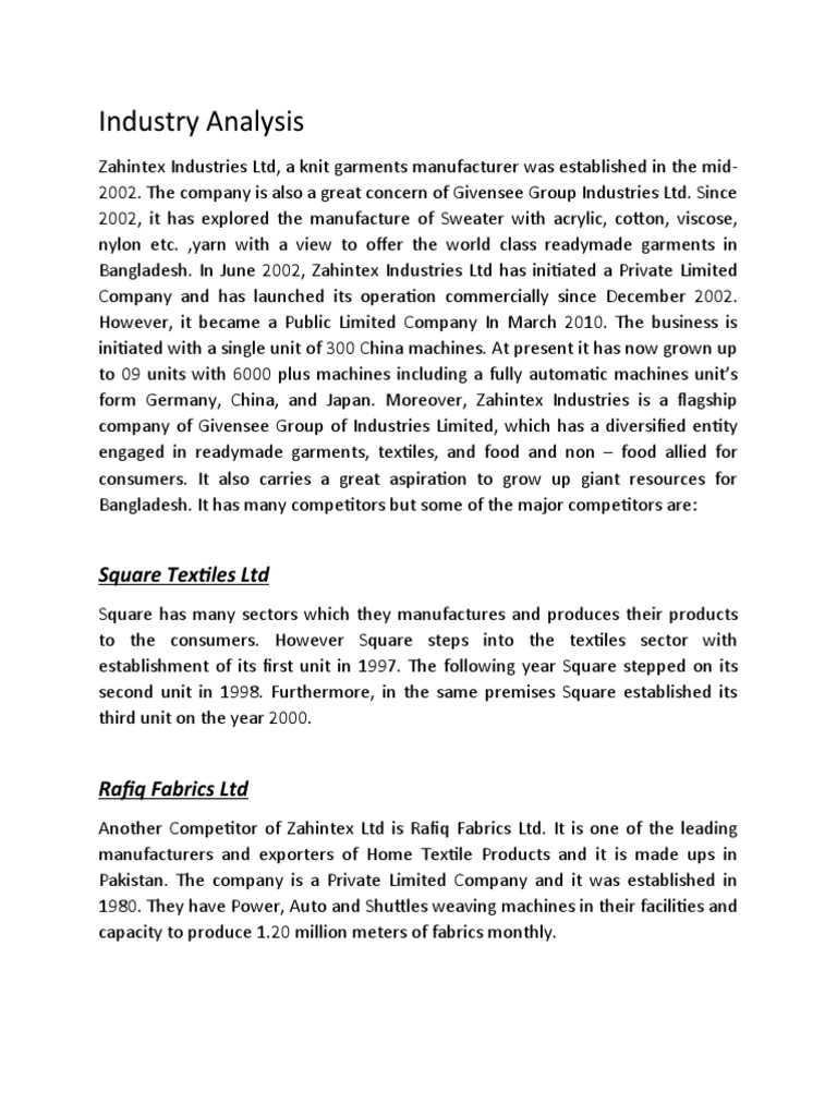 Industry Analysis: Square Textiles LTD | PDF | Financial Ratio | Return ...