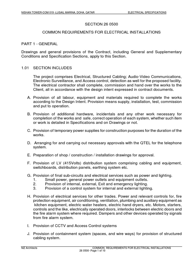 26 0500 - Common Requirements For Electrical Installations | Download ...
