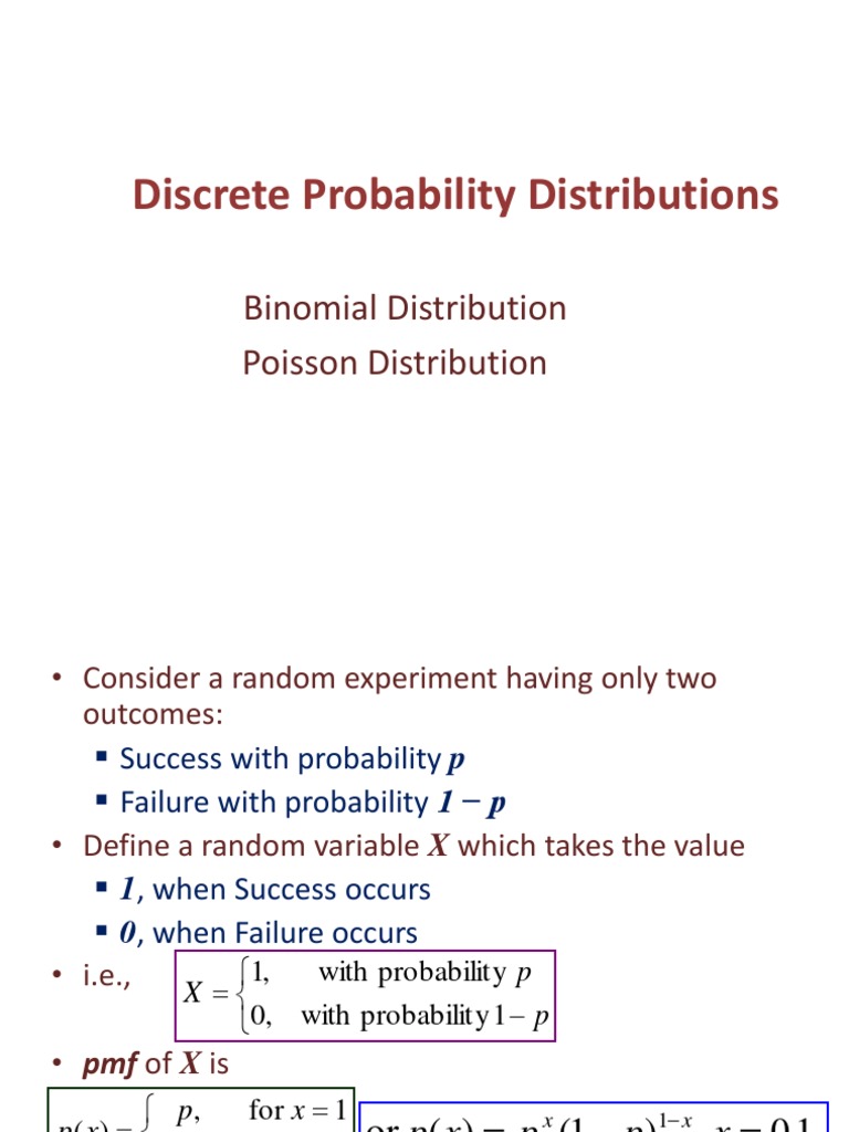 Discrete Probability Distributions: Binomial Distribution Poisson ...