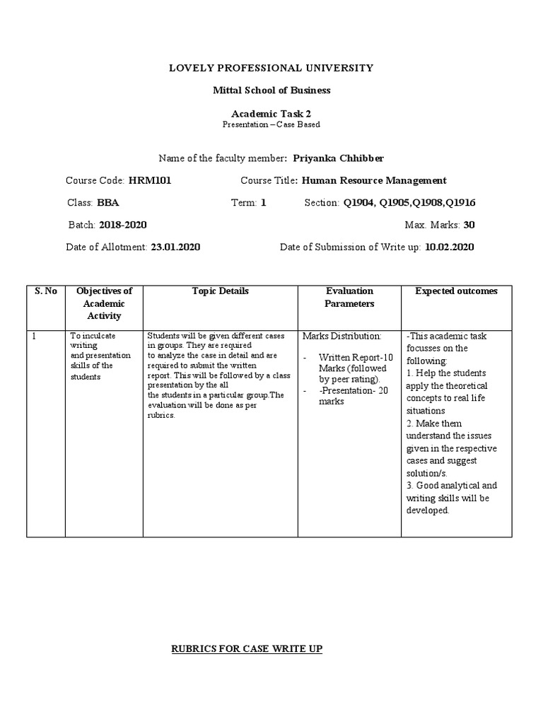 A708832311 - 12248 - 22 - 2020 - At2 HRM101 | PDF | Rubric (Academic ...